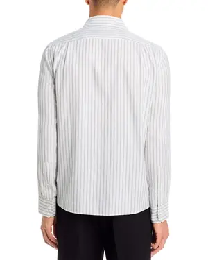 BOSS Rob Spread Collar Stripe Cotton Shirt - Beige