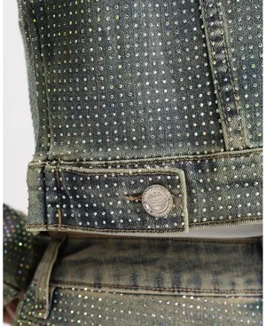 BAYEAS Embellished Denim Cropped Jacket - Green