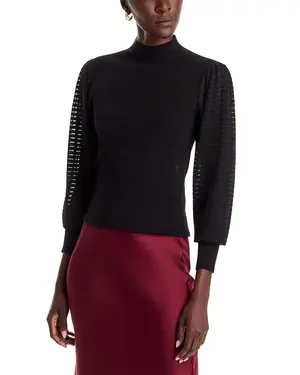T Tahari Sheer Stitch Mock Neck Sweater