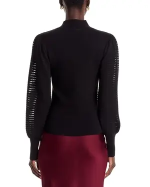 T Tahari Sheer Stitch Mock Neck Sweater