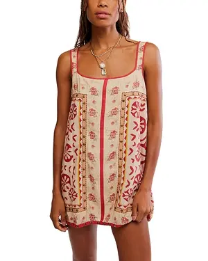 Free People Fleur Cotton Mini Shift Dress - Tea Combo