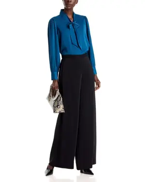 T Tahari Bow Neck Tie Blouse