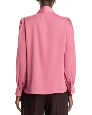 T Tahari Tie Neck Blouse - Rambling Rose