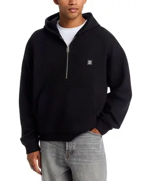 Hugo Dabinhood Cotton Blend Half Zip Hoodie - Black