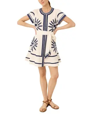 MARIE OLIVER Sable Cotton Linen Belted Dress