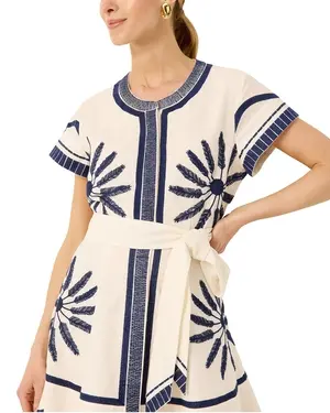 MARIE OLIVER Sable Cotton Linen Belted Dress