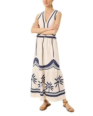 MARIE OLIVER Dania Cotton Linen Maxi Skirt - Tide
