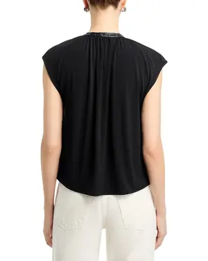 Vince Stud Trim Band Collar Sleeveless Top