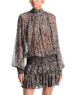 Ronny Kobo Tonchi Blouson Mini Dress - Purple Multi
