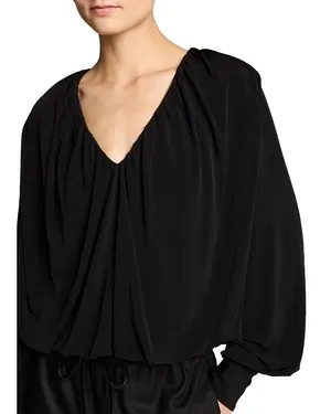 Vince Long Sleeve V Neck Bubble Top