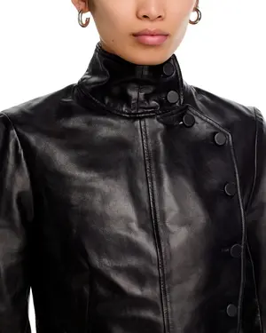 R13 Asymmetrical Front Leather Jacket