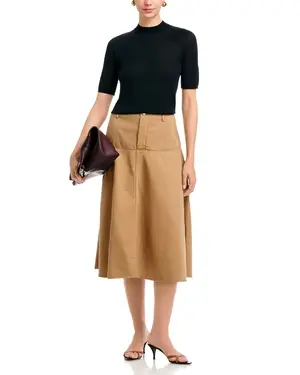 Vince Cashmere Silk Raglan Mock Neck Tee