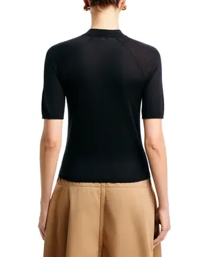 Vince Cashmere Silk Raglan Mock Neck Tee