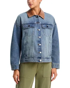 Aqua Contrast Collar Denim Jacket Exclusive - Medium Wash