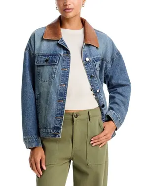 Aqua Contrast Collar Denim Jacket Exclusive