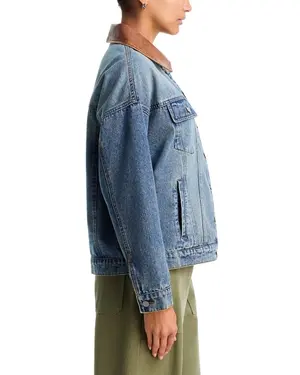 Aqua Contrast Collar Denim Jacket Exclusive