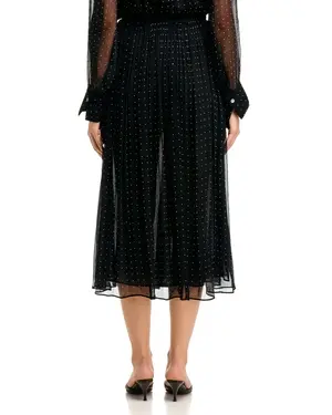 Vince Embellished Dot Sheer Gathered Midi Skirt