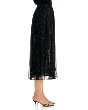Vince Embellished Dot Sheer Gathered Midi Skirt