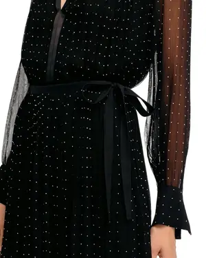 Vince Embellished Dot Sheer Gathered Midi Skirt