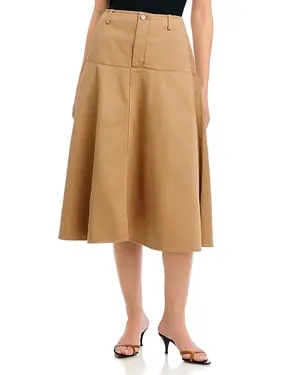 VINCE Mid Rise Washed Cotton Skirt