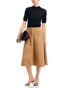 Vince Mid Rise Washed Cotton Skirt