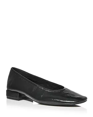 Aqua Avery Leather Ballet Flats - Black Leather