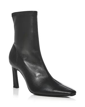 Aqua Saly Zip-up Ankle Boots - Black Stretch