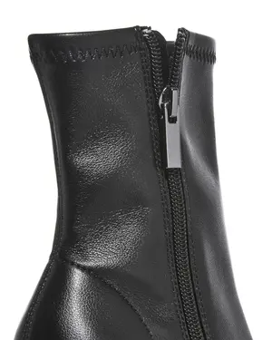 Aqua Saly Zip-up Ankle Boots - Black Stretch