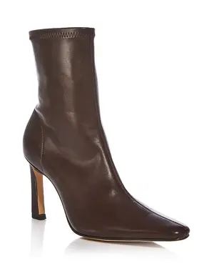 Aqua Saly Zip-up Ankle Boots - Brown Stretch