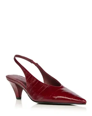 Aqua Macki Leather Pointed Toe Slingbacks - Wine