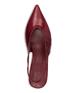 Aqua Macki Leather Pointed Toe Slingbacks - Wine