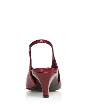 Aqua Macki Leather Pointed Toe Slingbacks - Wine