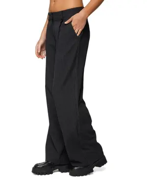 EDIKTED Pinstripe Tailored Straight Leg Pants