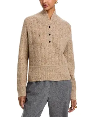 Co Wool And Cashmere Blend Cropped Henley Sweater - Antelope