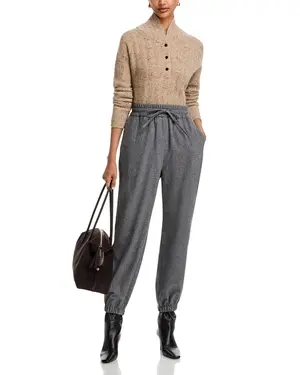 Co Wool And Cashmere Blend Cropped Henley Sweater
