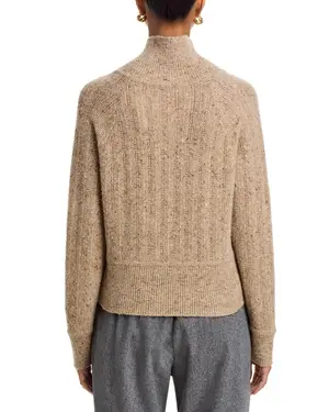 Co Wool And Cashmere Blend Cropped Henley Sweater