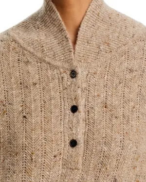 Co Wool And Cashmere Blend Cropped Henley Sweater