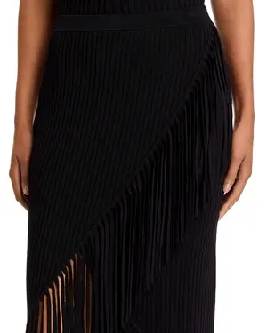 TOCCIN Giana Asymmetric Fringe Midi Skirt