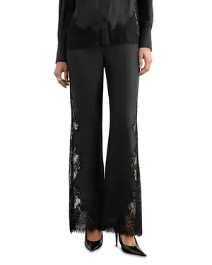 TOCCIN Lace Inset Flare Pants - Jet/jet