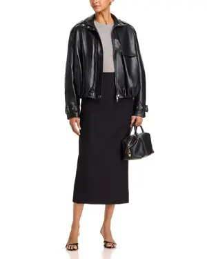 TOCCIN Alyssa Faux Leather Funnel Neck Bomber Jacket