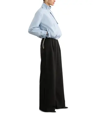 TOCCIN Alyssa Faux Leather Funnel Neck Bomber Jacket - Sky