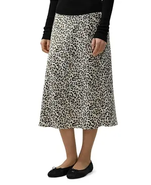 Lilysilk Leopard Print Bias Cut Silk Charmeuse Skirt