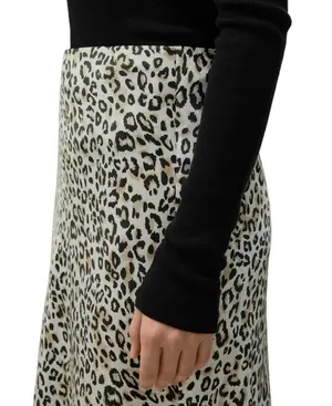 Lilysilk Leopard Print Bias Cut Silk Charmeuse Skirt