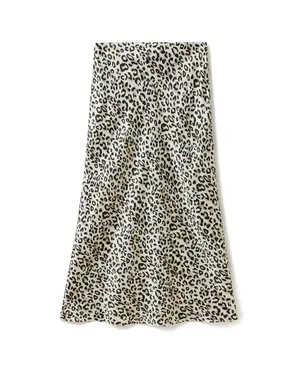 Lilysilk Leopard Print Bias Cut Silk Charmeuse Skirt