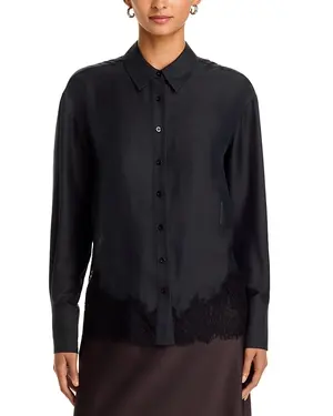TOCCIN Toni Lace Trim Button-down Shirt