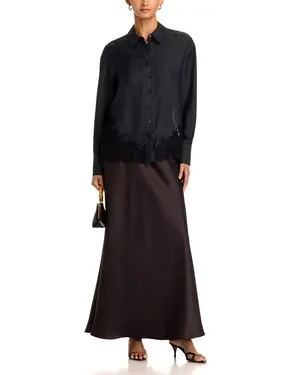 TOCCIN Toni Lace Trim Button-down Shirt