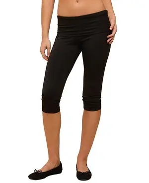 EDIKTED Ravena Foldover Capri Leggings - Black