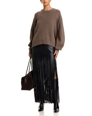 TOCCIN Soren Faux Leather Fringe Skirt