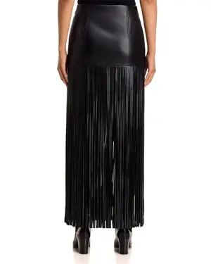 TOCCIN Soren Faux Leather Fringe Skirt