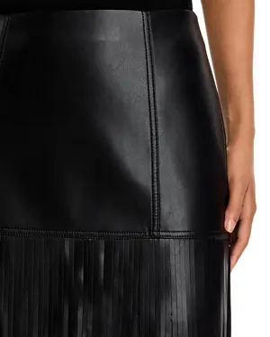 TOCCIN Soren Faux Leather Fringe Skirt